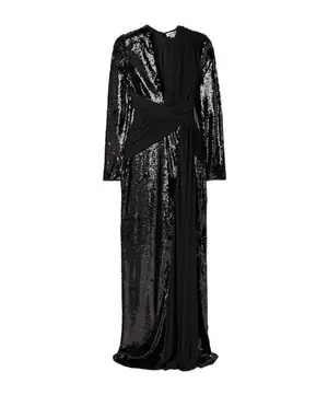 Zuhair Murad Long-sleeve Deep V Long Gown - Black