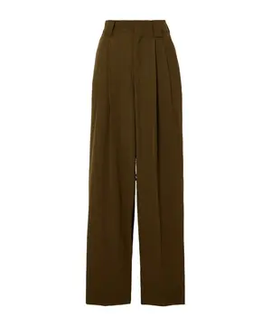 PETAR PETROV Wool Pleated Wide Leg Trousers