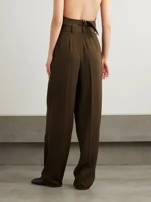 PETAR PETROV Wool Pleated Wide Leg Trousers