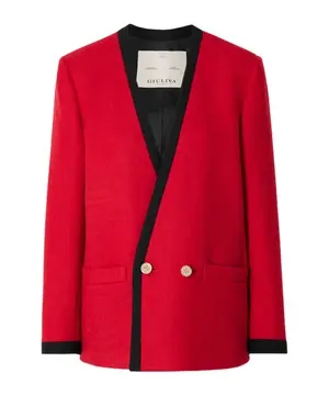 Giuliva Heritage And Black Color-block Cross Front Wool Jacket - Red