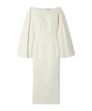 EMILIA WICKSTEAD Switzy Cape-effect Cloqué Midi Dress - White