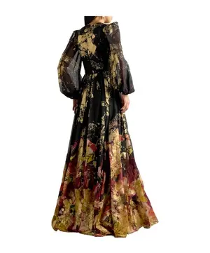 Zuhair Murad Antique Shard Metallic Printed Silk-chiffon Gown