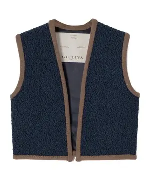 Giuliva Heritage Collarless Open Front Waistcoat - Black