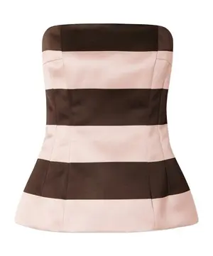 EMILIA WICKSTEAD Kerina Striped Strapless Duchesse-satin Top - Pink