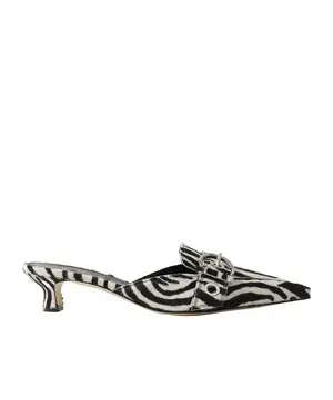 AeydĒ Pointed Toe Kitten Heel Mules - Black