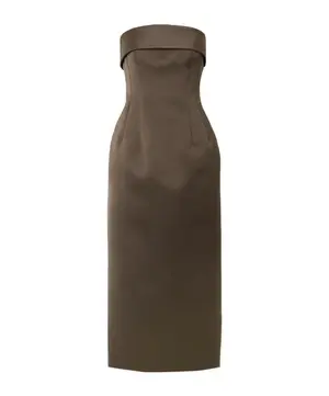 EMILIA WICKSTEAD Strapless Satin Maxi Dress - Brown