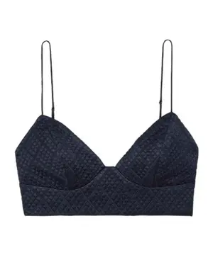 Adam Lippes Textured Bralette Top - Black