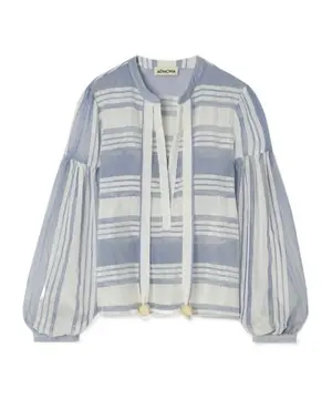 ADMONA Embellished Striped Tulle Shirt