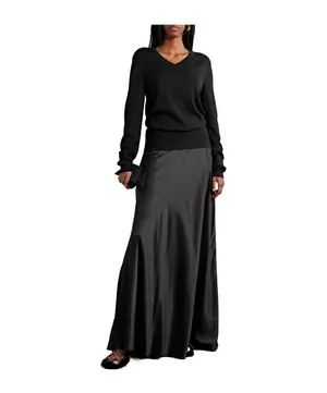 Brandon Maxwell Silk Satin Maxi Dress