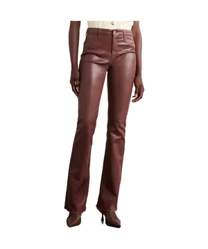 L'Agence Ruth Coated Cotton-blend Slim-leg Pants