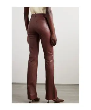 L'Agence Ruth Coated Cotton-blend Slim-leg Pants