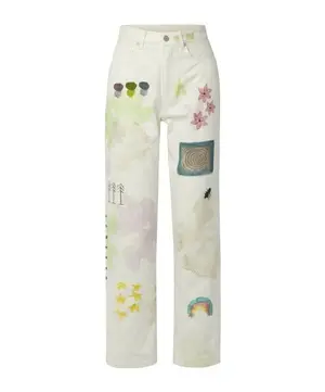 Alexander McQueen Printed High-rise Straight-leg Jeans - White
