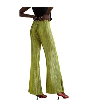 Galvan Nuage Metallic Plissé-crepe Flared Pants