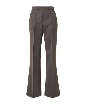 Alex Perry Dark Coffee High-waisted Flared Suit Trousers - Black