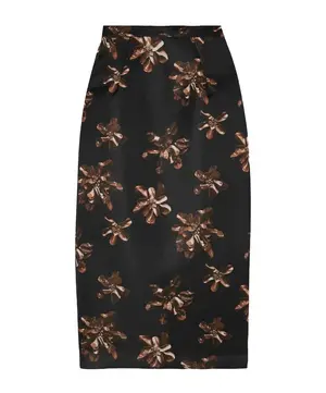 EMILIA WICKSTEAD Floral-print Satin Midi Skirt - No