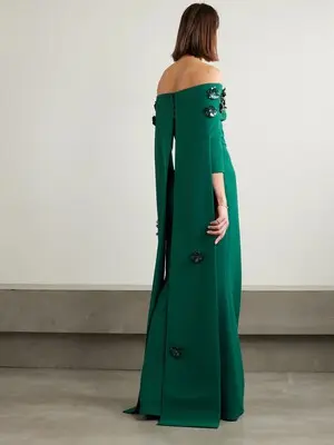 SAFIYAA LONDON Cape Off-the-shoulder Gown