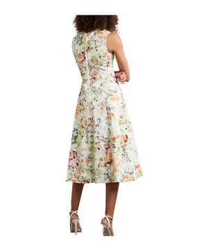Adam Lippes Floral Print Cotton Blend Twill Midi Dress