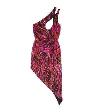 Halpern One-shoulder Cutout Sequined Tulle Mini Dress - No