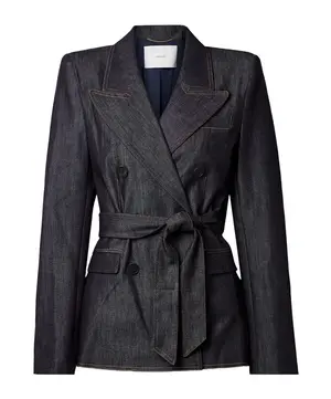Adam Lippes Belted Double-breasted Denim Jacket - No