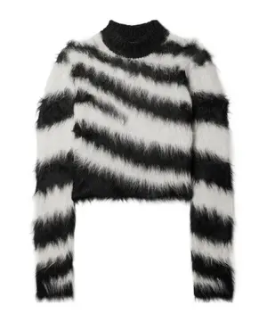 Monse Cropped Zebra-print Alpaca-blend Sweater - No