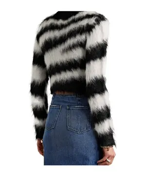 Monse Cropped Zebra-print Alpaca-blend Sweater
