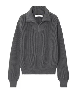 GIULIVA HERITAGE Giuliva Heritage Collection Ribbed Cotton Half-Zip Sweater