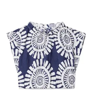 LEMLEM Cropped Printed Linen Top - No