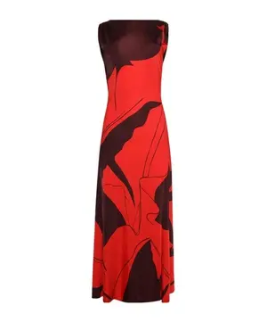 Johanna Ortiz Scarlet Palm Leaf Print Maxi Dress