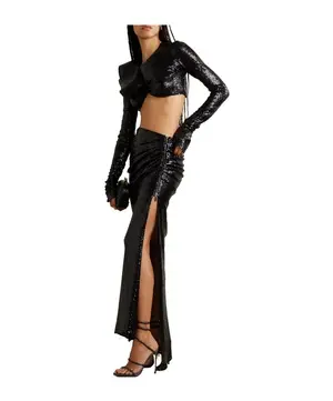 Maticevski Cropped Ruffled Sequin Top
