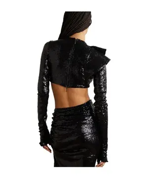 Maticevski Cropped Ruffled Sequin Top