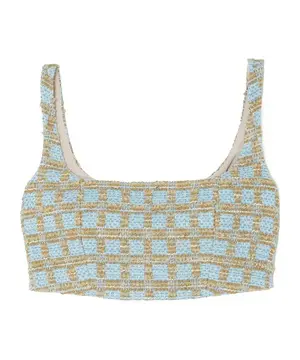 EMILIA WICKSTEAD Lucilia Cropped Checked Bouclé Top - No