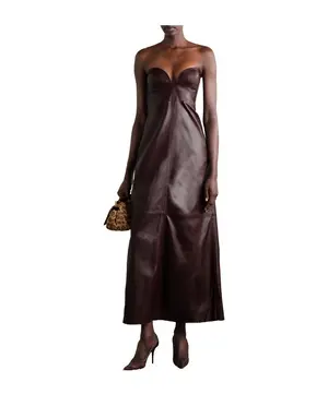 Dodo Bar Or Strapless Leather Maxi Dress