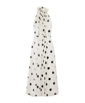 Halpern Polka-dot Crepon Halterneck Midi Dress - White