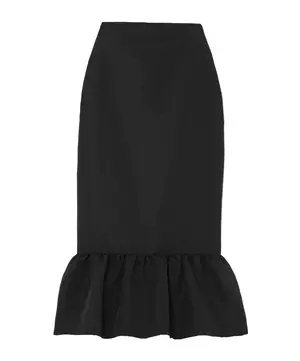 Brandon Maxwell Ruffled Silk-twill Midi Skirt - No