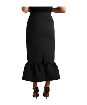 Brandon Maxwell Ruffled Silk-twill Midi Skirt