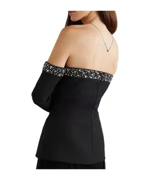 Safiyaa Off-the-shoulder Embellished Crepe Top