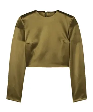 Adam Lippes Keira Cropped Silk-charmeuse Top - No