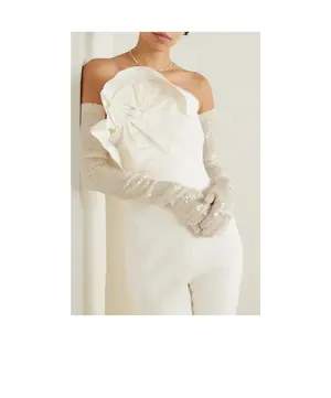 Safiyaa Sequined Satin Gloves
