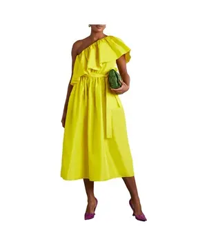 Adam Lippes One-shoulder Ruffled Midi Dress
