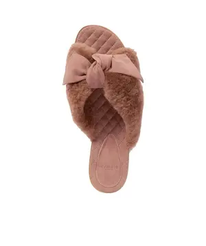 ALEXANDRE BIRMAN Maxi Clarita Bow-embellished Suede-trimmed Shearling Slides