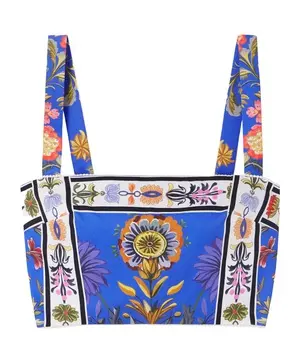 Borgo De Nor Cropped Floral-print Cotton-poplin Top - Multicolor