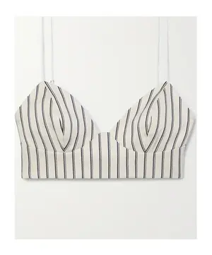 Adam Lippes Striped Cotton-twill Bralette - No