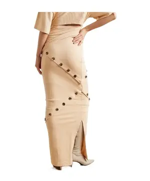 A.W.A.K.E. Mode Button-embellished Maxi Skirt
