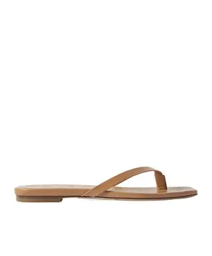 AeydĒ Solid Color Leather Flip Flops - Brown
