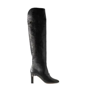 Jennifer Chamandi Stiletto Heel Tall Knight Knee High Boots - Black