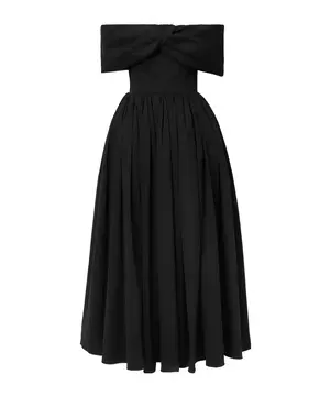 Brandon Maxwell Off-the-shoulder Cotton-blend Poplin Midi Dress - Black