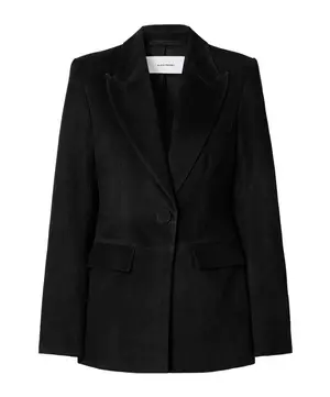 Alex Perry Solid Color Suede Blazer - Black