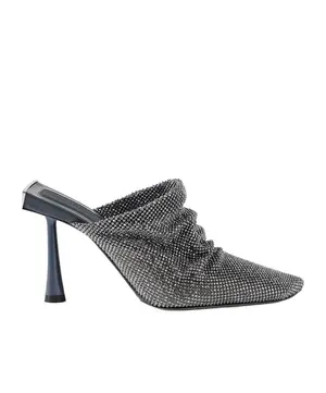 Benedetta Bruzziches Crystal-embellished Chainmail Mules