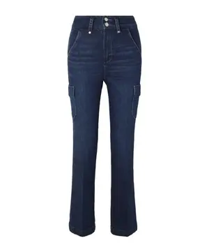 Paige High-rise Flared Cargo Jeans - Blue