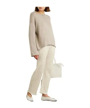 LAUREN MANOOGIAN Smocked Textured Flared Pants